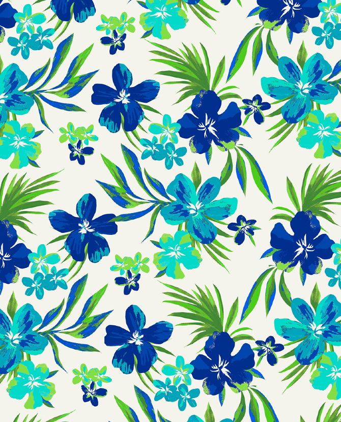 004 Floral Print | Aqua | Flores hawaianas, Fondos de flores, Flores de ...